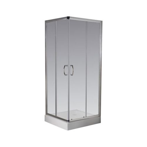 Box Khios cuadrado 70x70 - Vidrio transparente - Perfil aluminio brillante